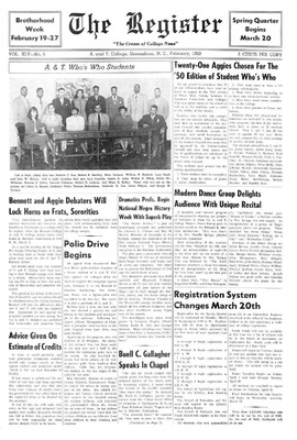 "The Register, 1950-02-00" by North Carolina Agricutural and Technical ...
