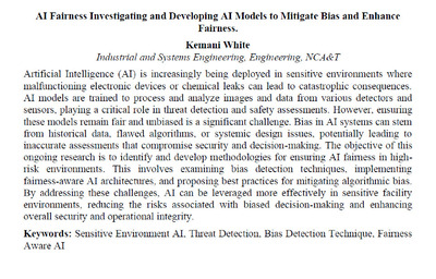 "AI Fairness Investigating and Developing AI Models to Mitigate Bias an" by Kemani White