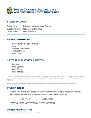 "Social Statistics II" by North Carolina Agricultural and Technical ...